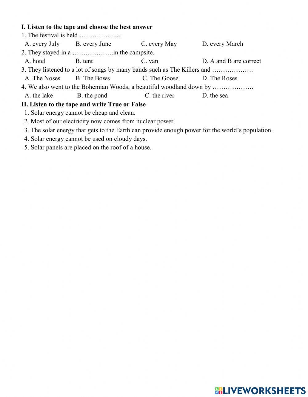 Listen new worksheet | Live Worksheets