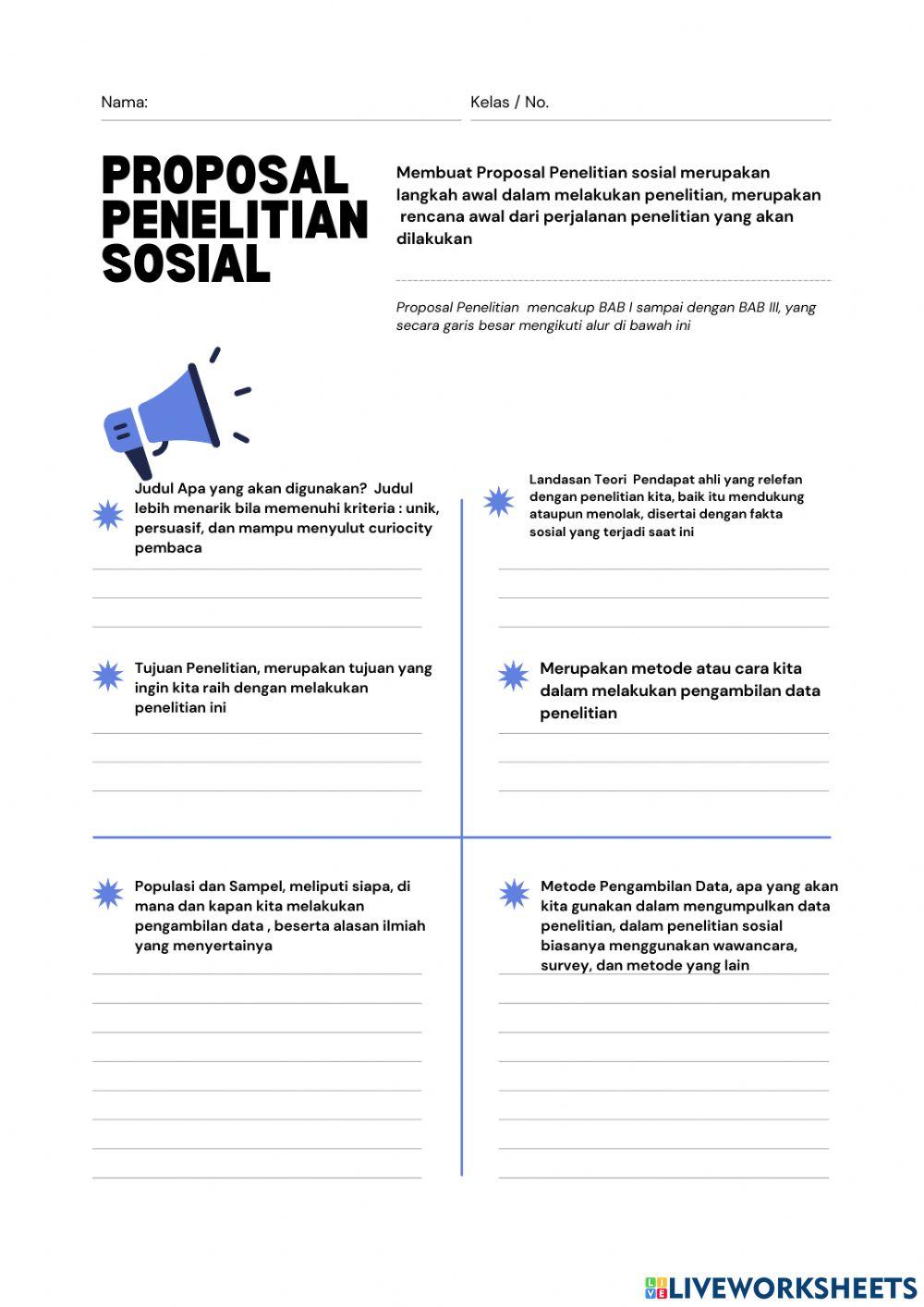 Proposal penelitian Sosial worksheet | Live Worksheets