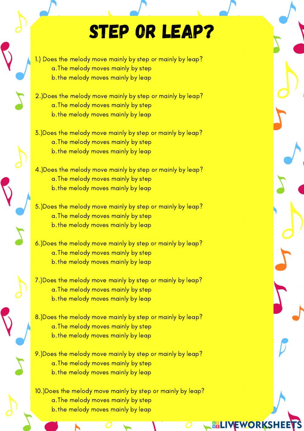 Step or Leap | Free Interactive Worksheets | 2032040