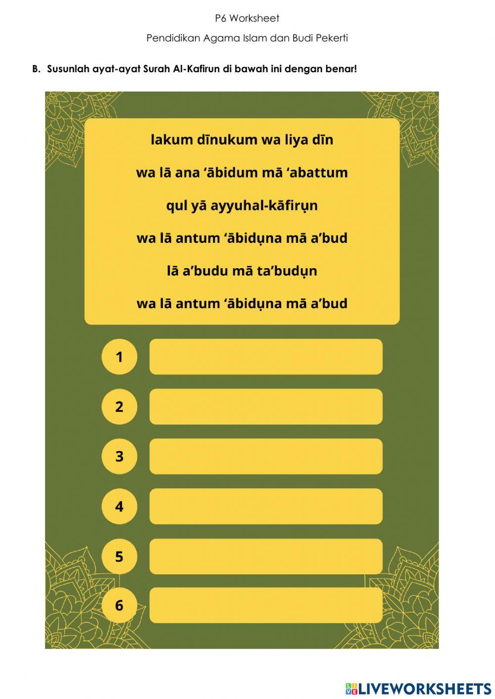 P6 Worksheet worksheet | Live Worksheets