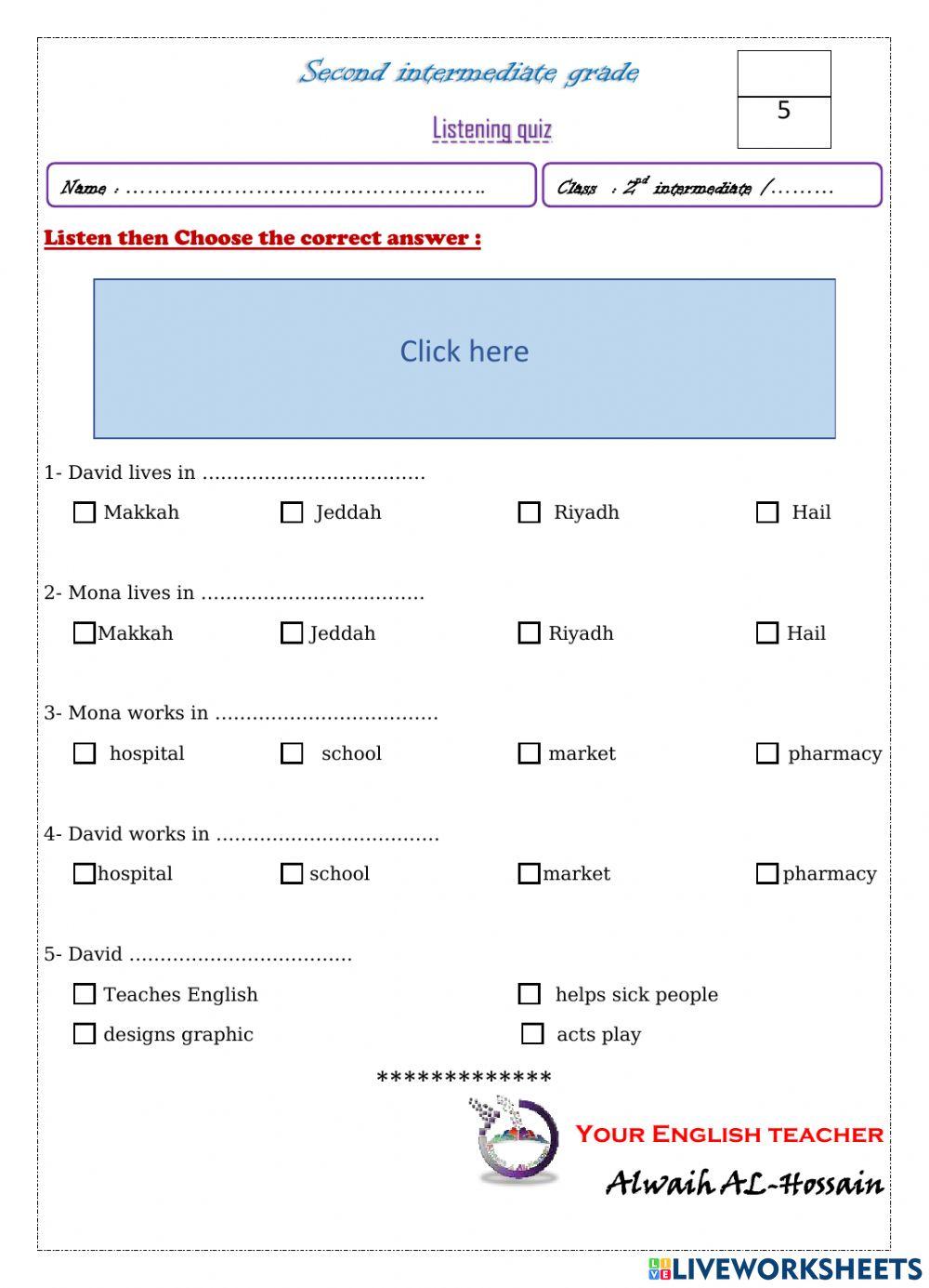 teachers online exercise for | Live Worksheets