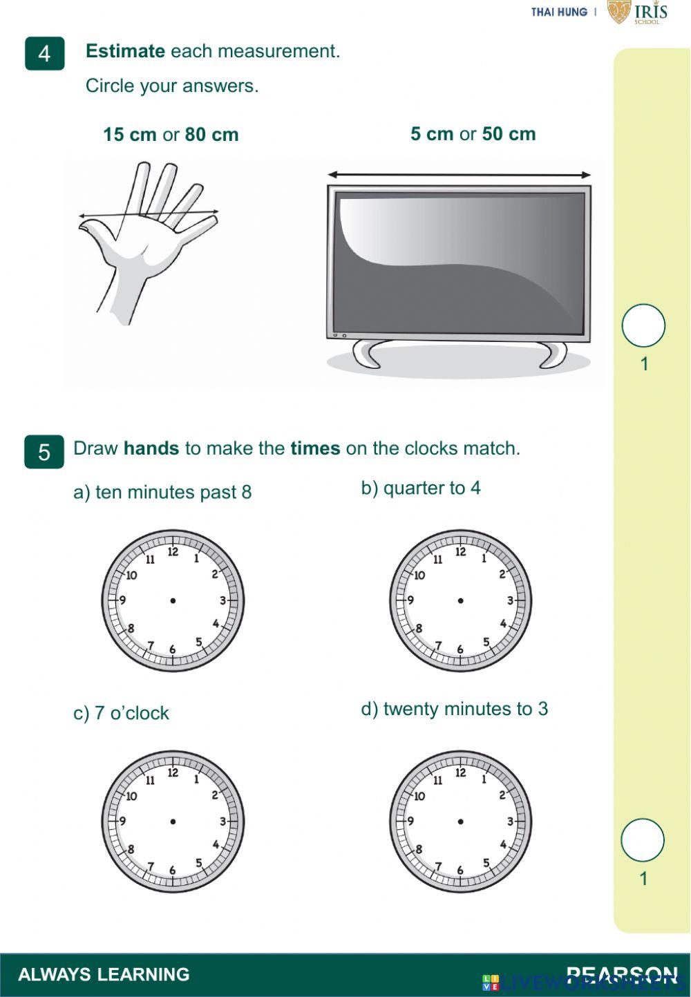 Year 2 - End term test worksheet | Live Worksheets