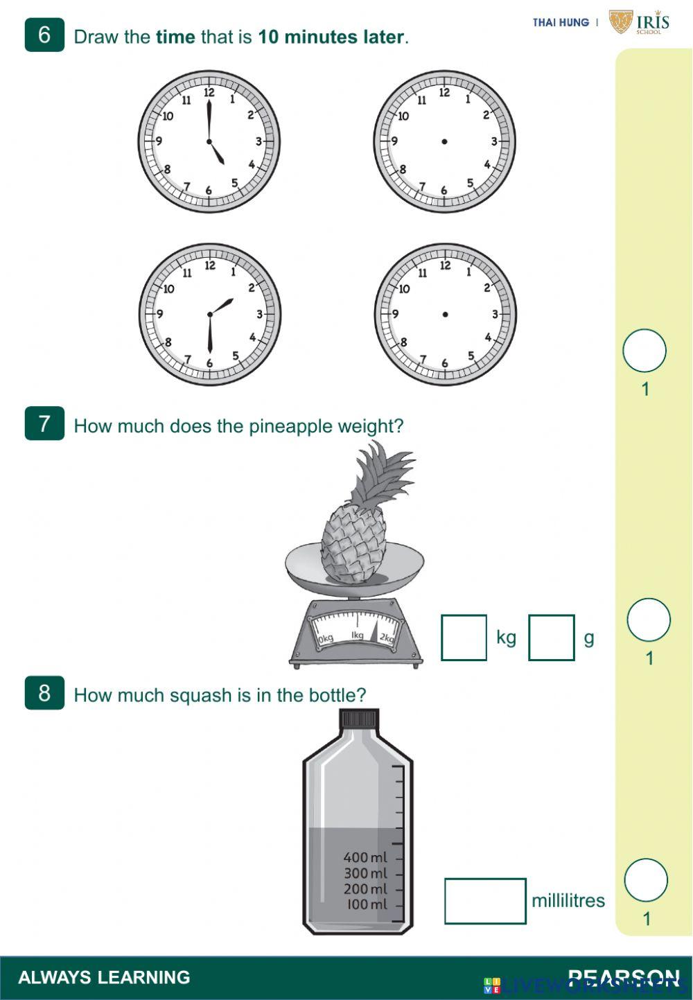 Year 2 - End term test worksheet | Live Worksheets