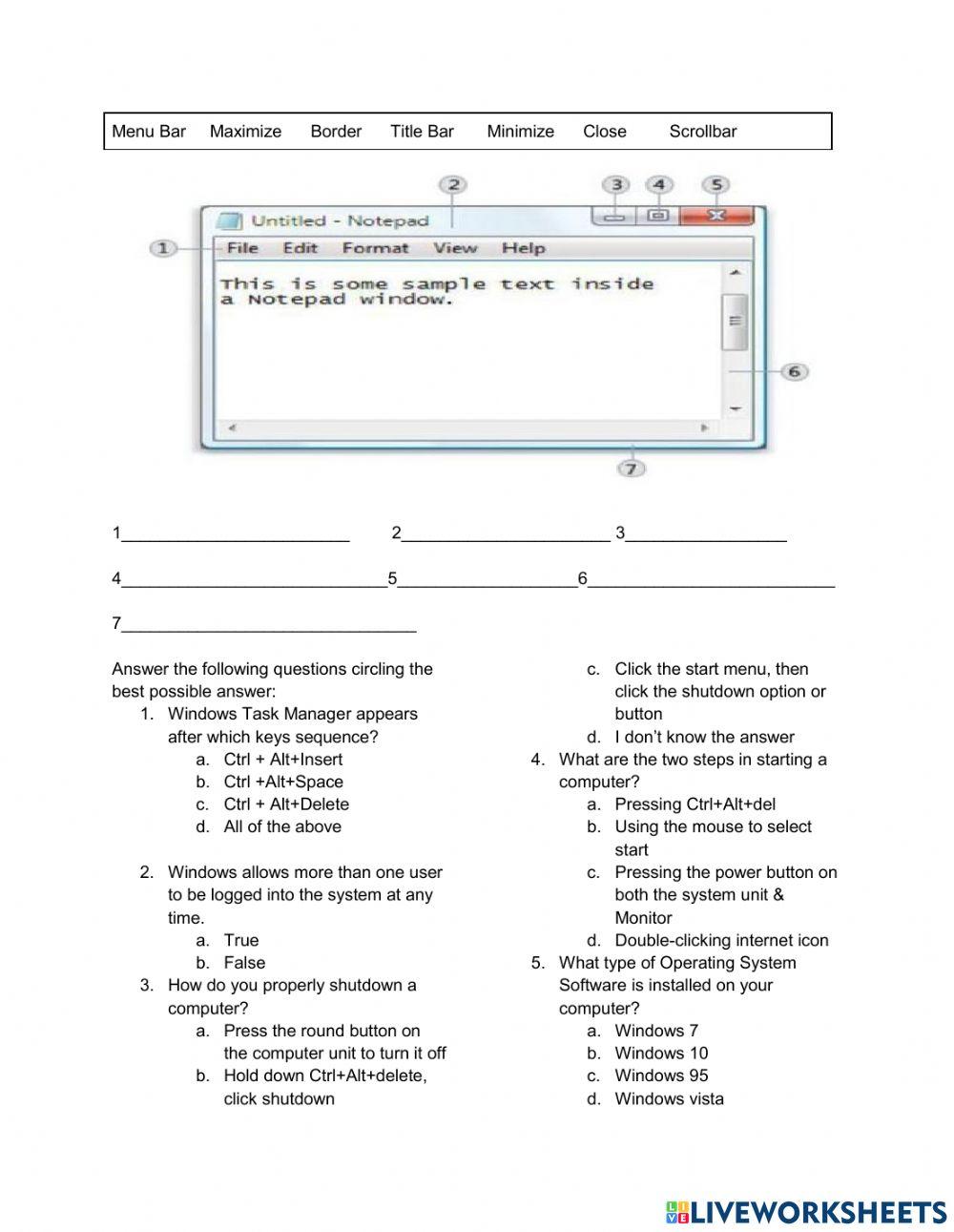 Module 2 - Windows Environment Quiz online exercise for | Live Worksheets