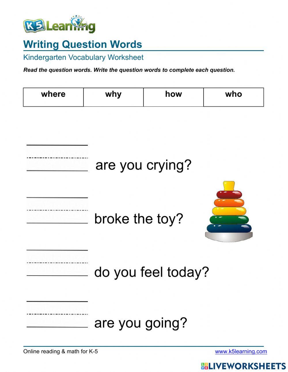 Wh Questions -11 online exercise for | Live Worksheets