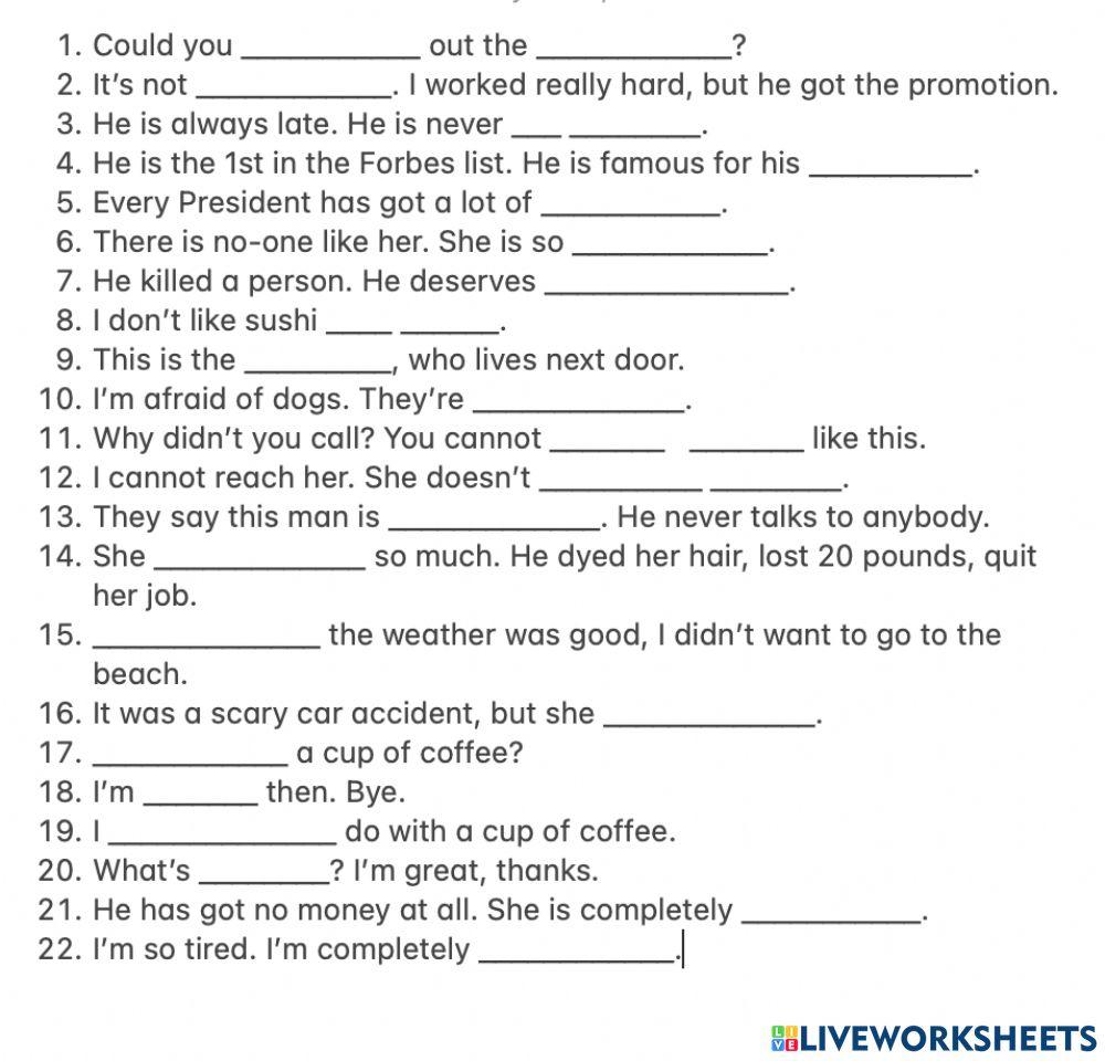 Vocabulary online exercise for adult | Live Worksheets