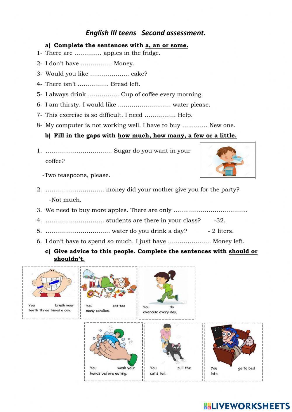 3ro teens second exam online exercise for | Live Worksheets