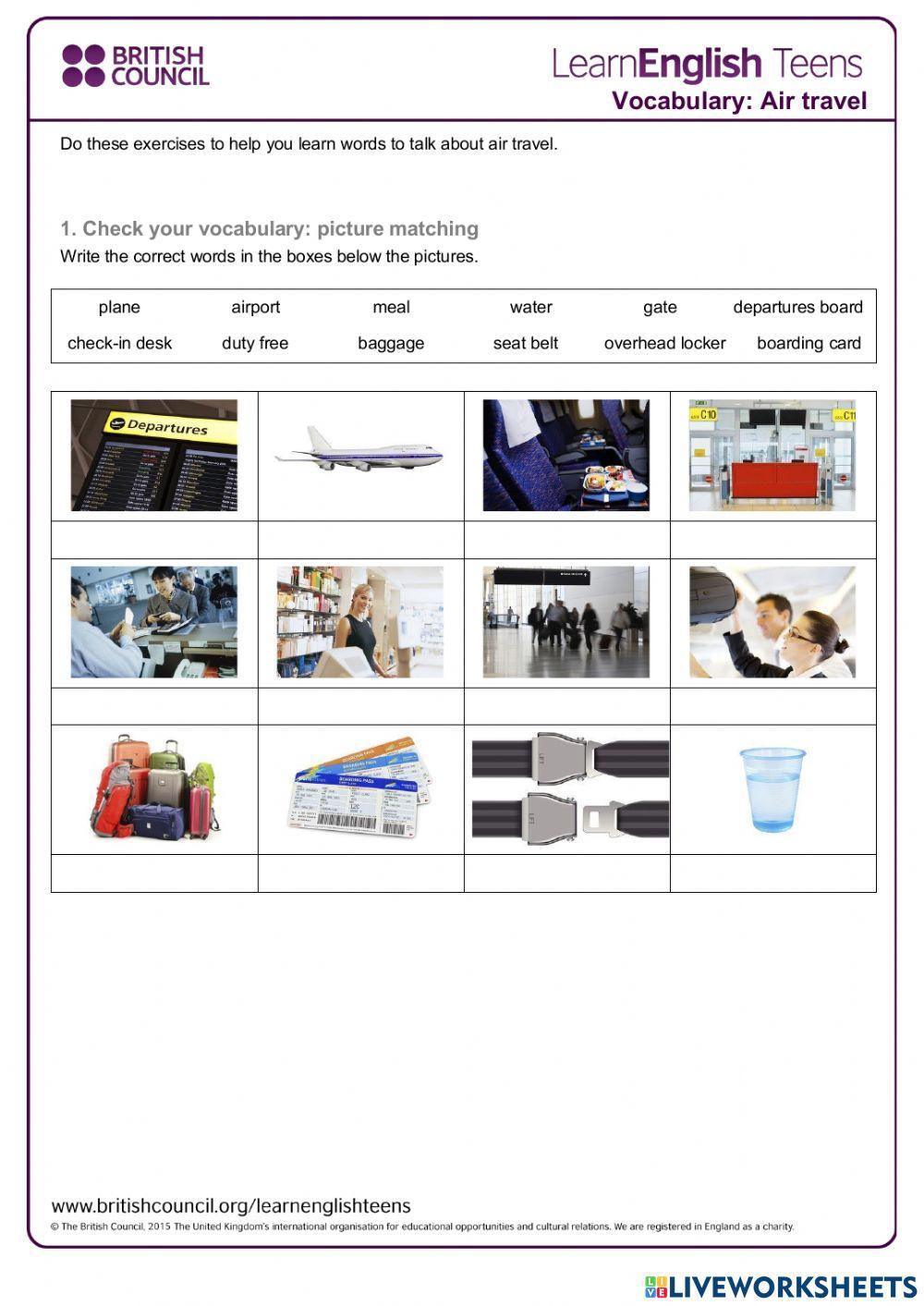 At the airport | Free Interactive Worksheets | 2032551