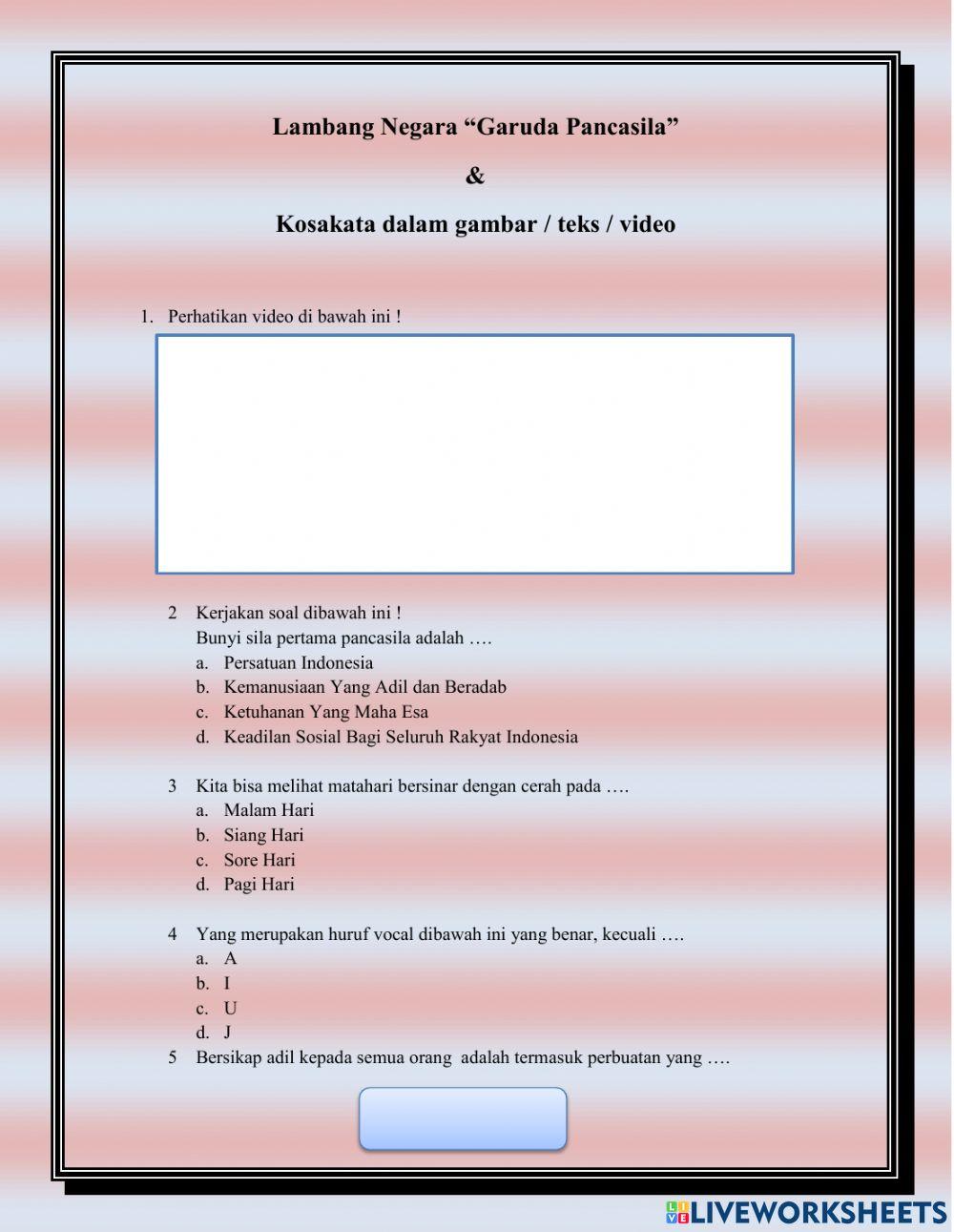 Lambang Negara “Garuda Pancasila” & Kosakata dalam gambar - teks ...