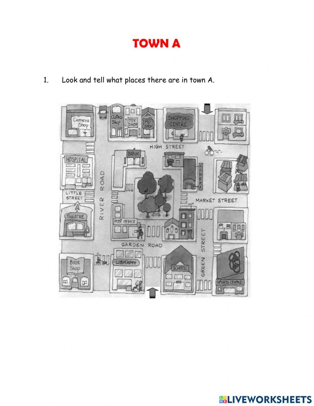 Town a worksheet | Live Worksheets