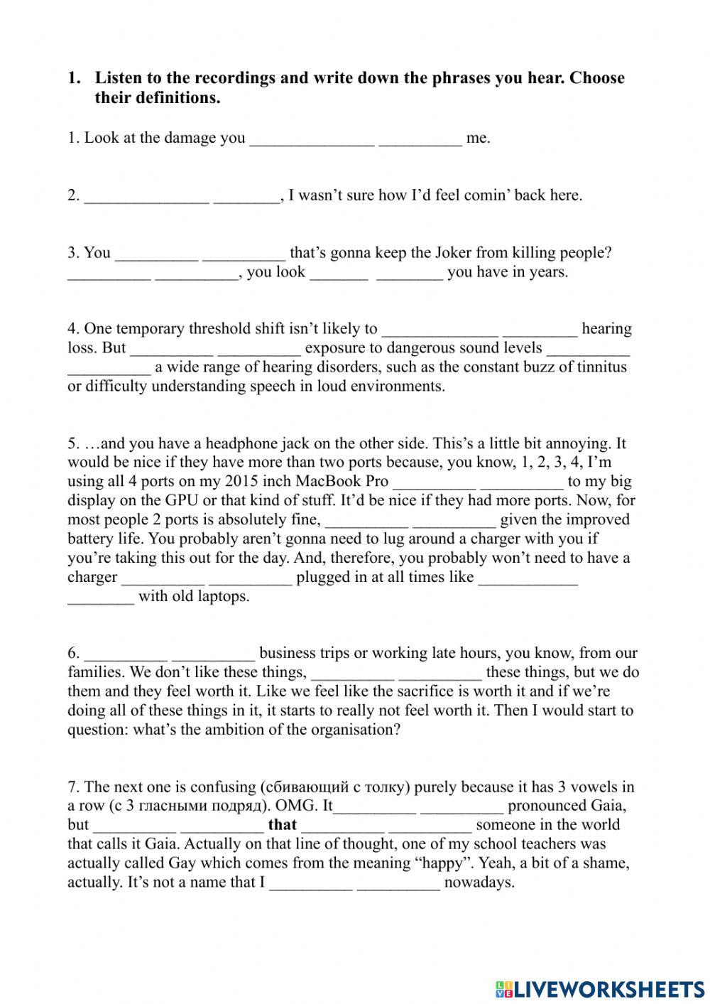 Vocabulary Drill activity | Live Worksheets