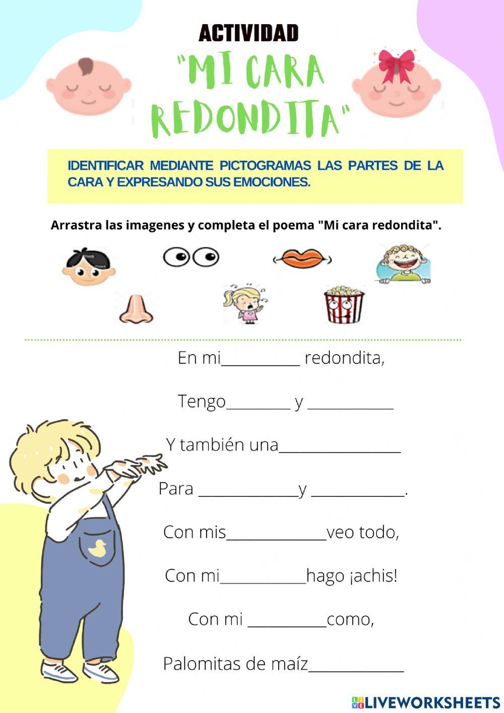 “mi cara redond… | Free Interactive Worksheets | 2033183