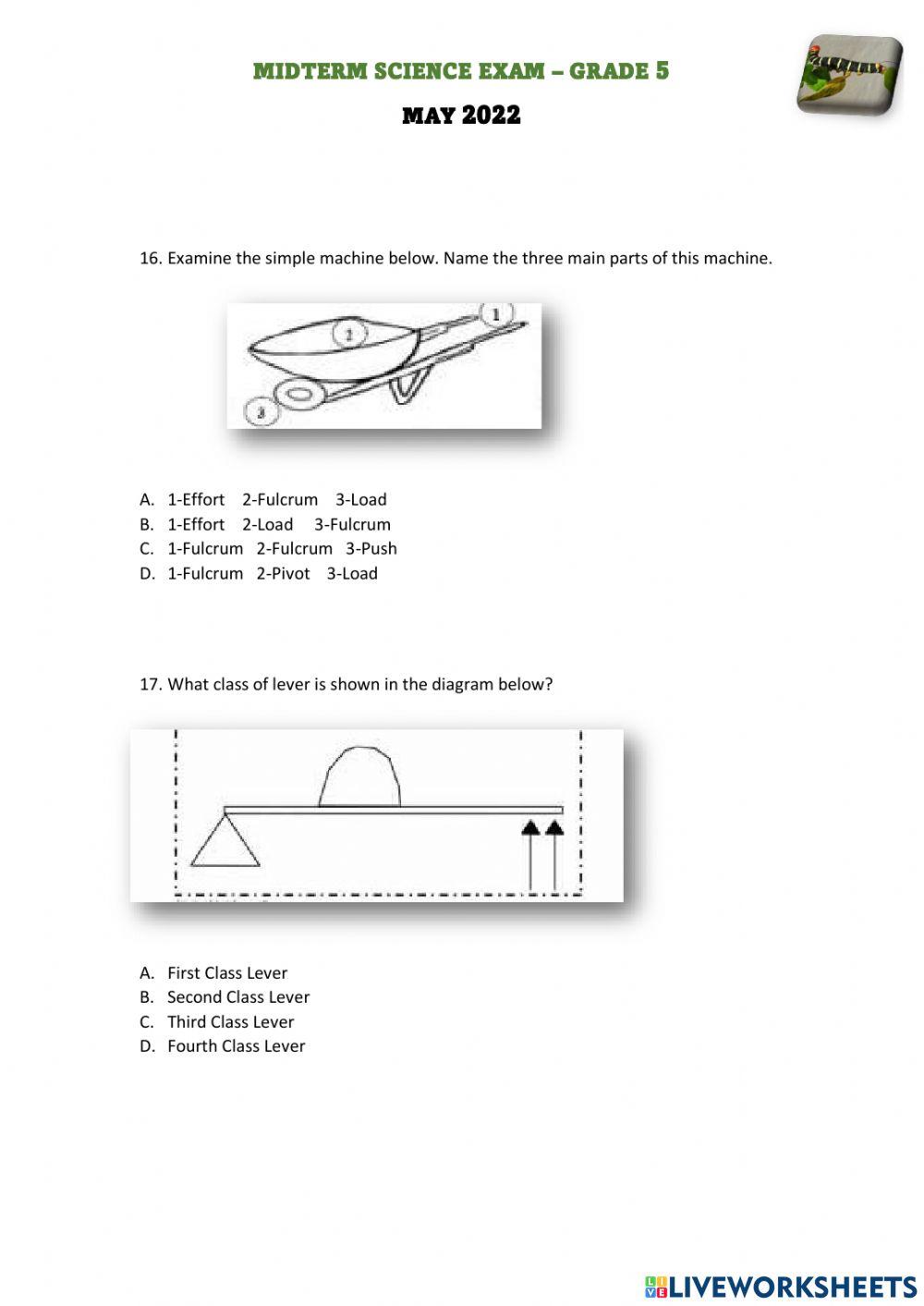 G5 Science Midterm Exam - May 2022 (M.Watts) online exercise for | Live ...