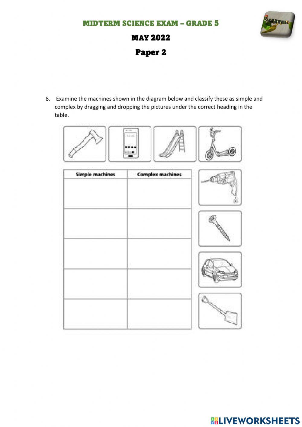 G5 Science Midterm Exam Term 3-May 2022 (M.Watts) online exercise for ...