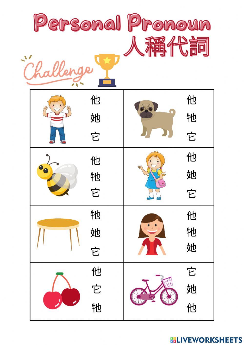 P1 - Personal Pronouns online exercise for | Live Worksheets