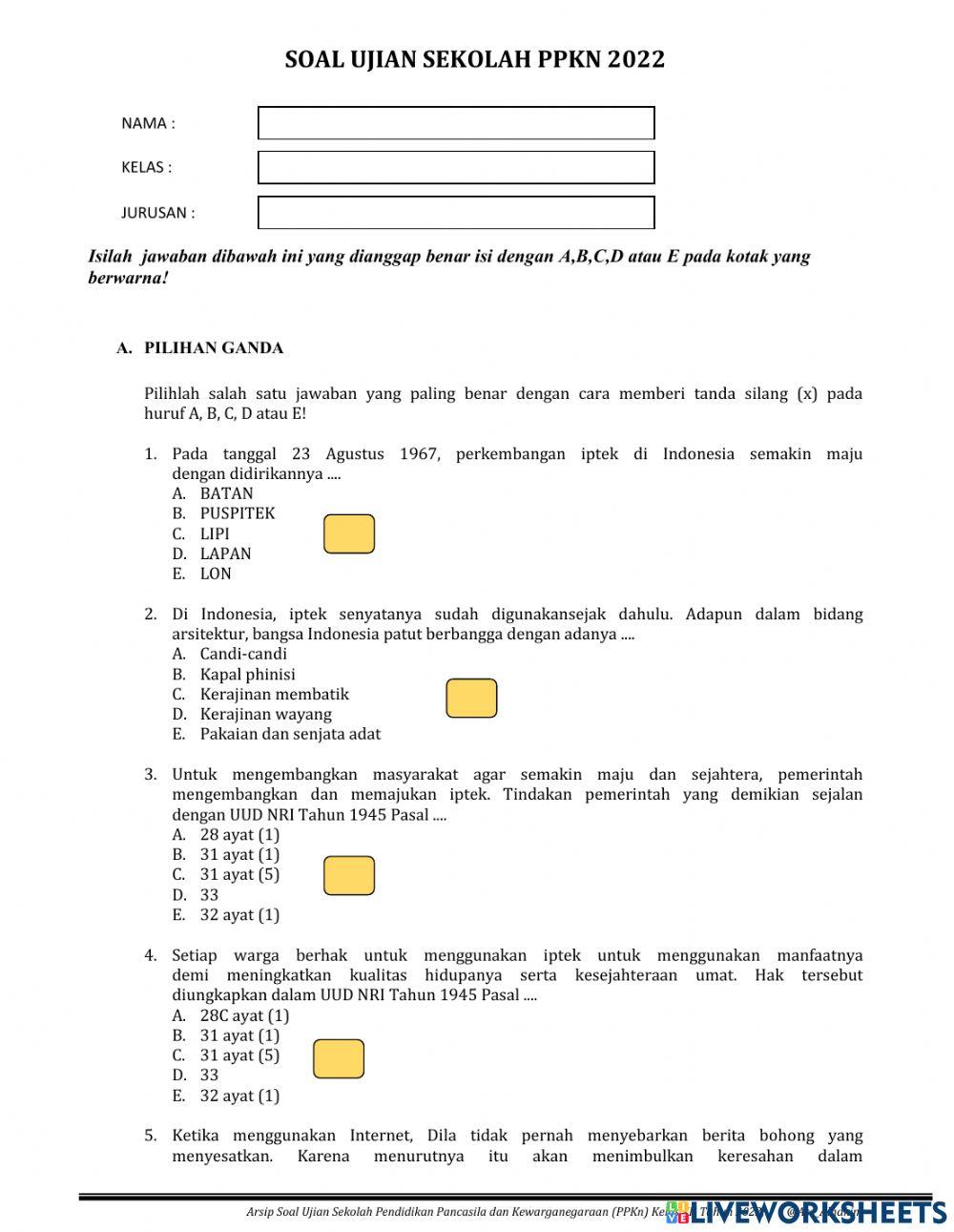 PPKN SMK online exercise for | Live Worksheets