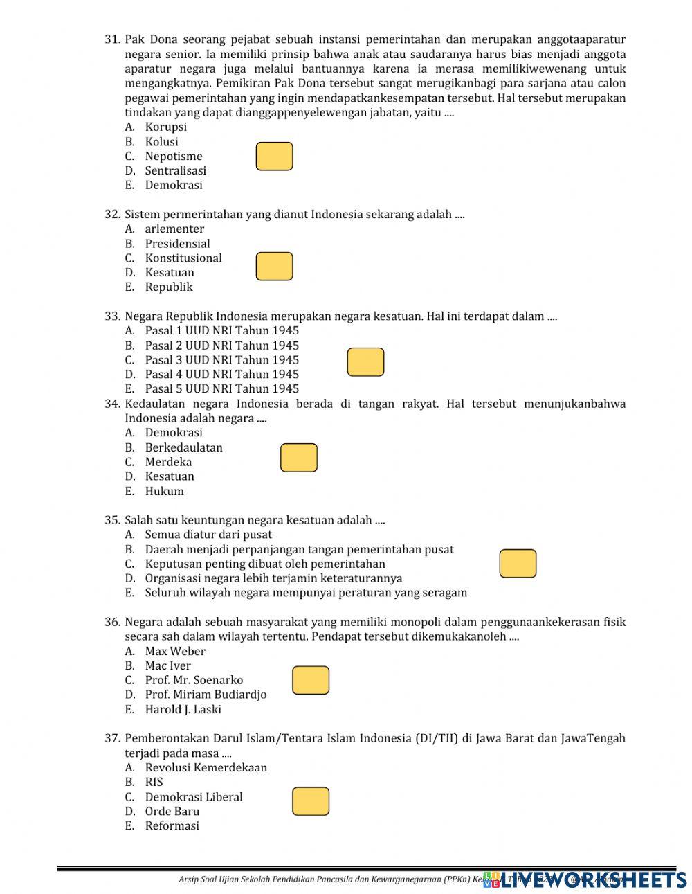 PPKN SMK online exercise for | Live Worksheets