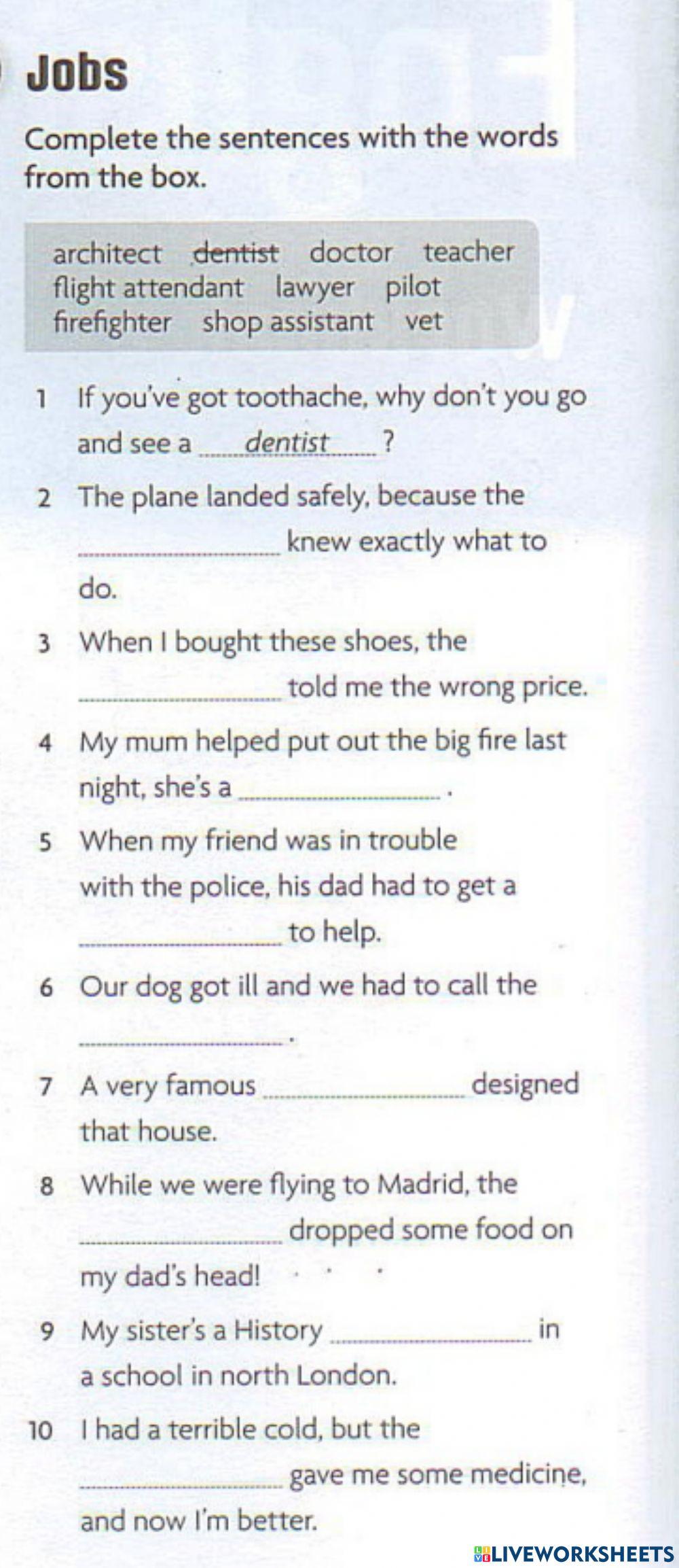 Jobs online exercise for Grade 5 | Live Worksheets