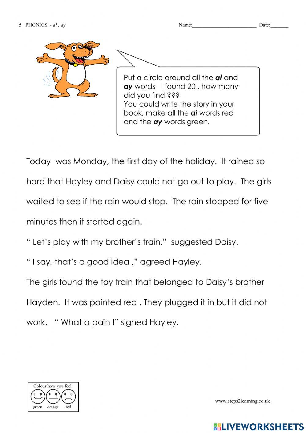 Sound ai and Ay | frida matus | Live Worksheets