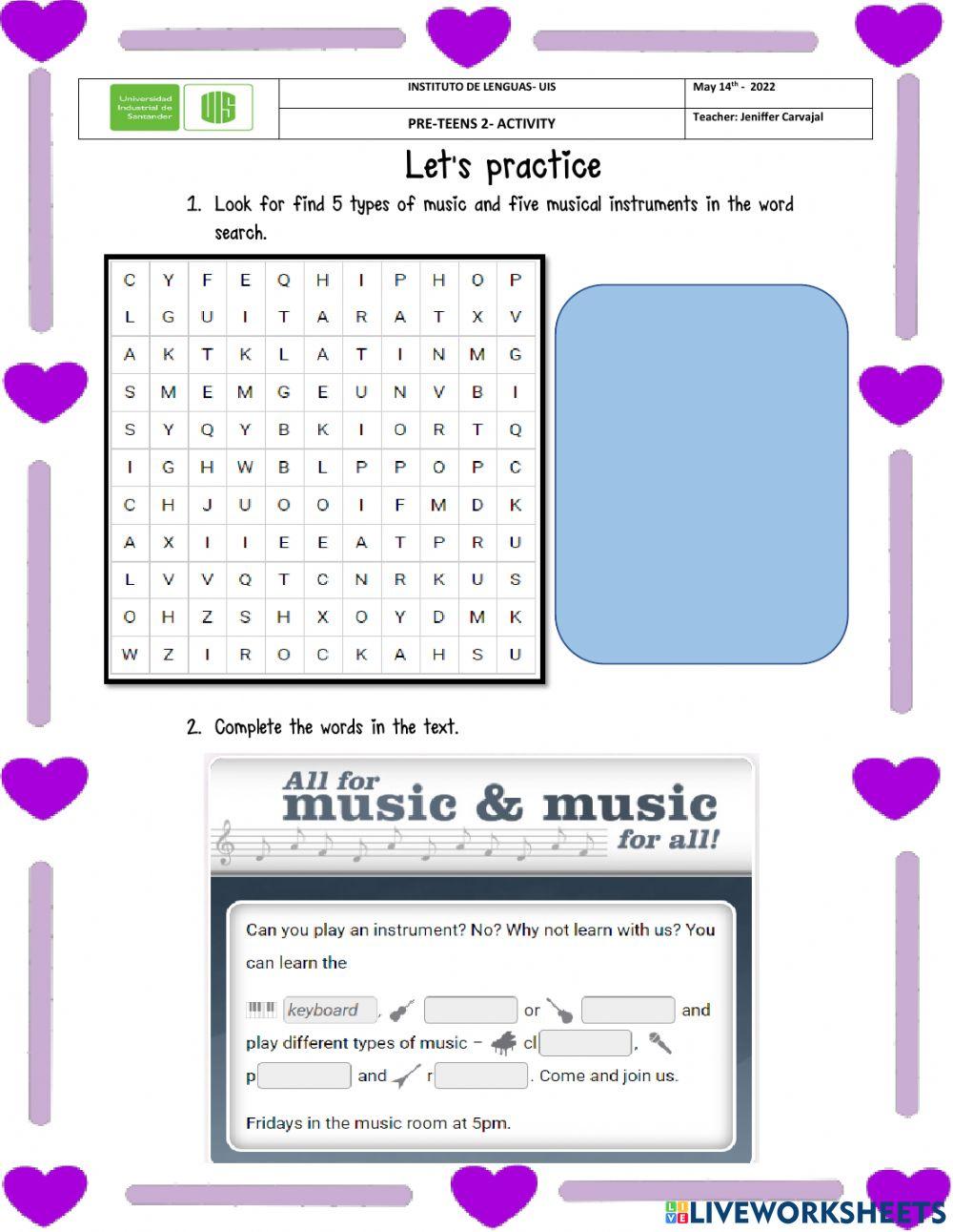 Let's practice PT2 worksheet | Live Worksheets