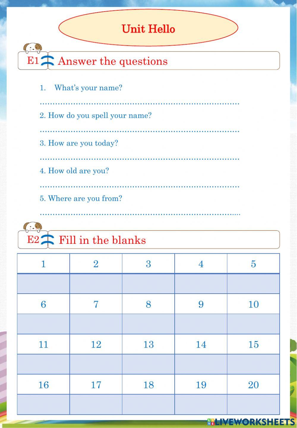 Starter 1 interactive worksheet | Live Worksheets