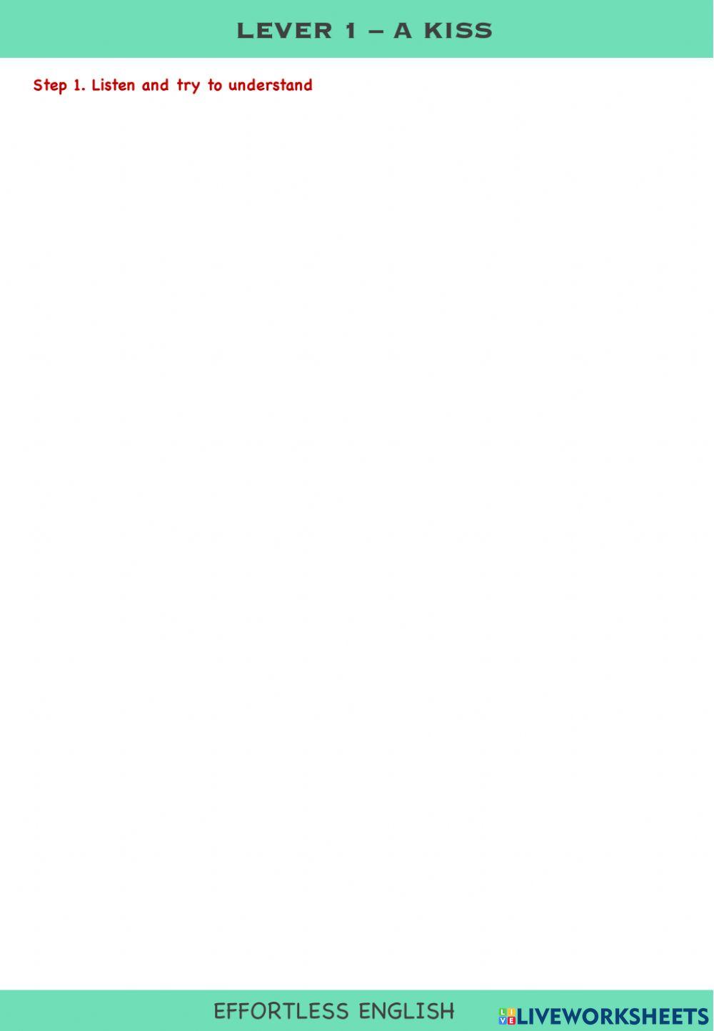 EE L1 A kiss worksheet | Live Worksheets