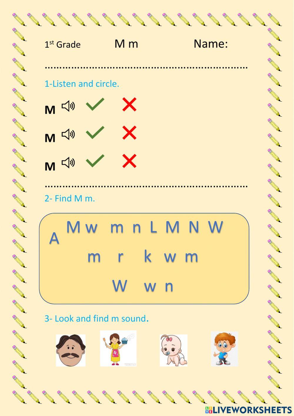 Letter M m worksheet | Live Worksheets