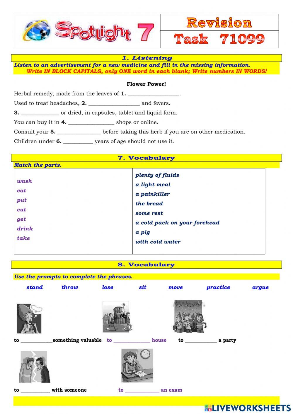 Spotlight 7 Task 71099 worksheet | Live Worksheets