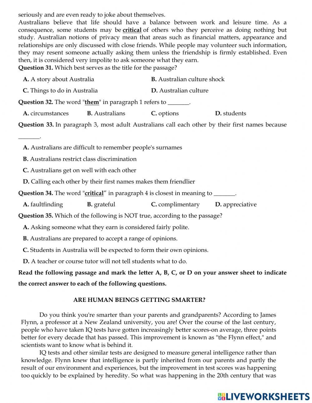 Test 227 chu nhat worksheet | Live Worksheets