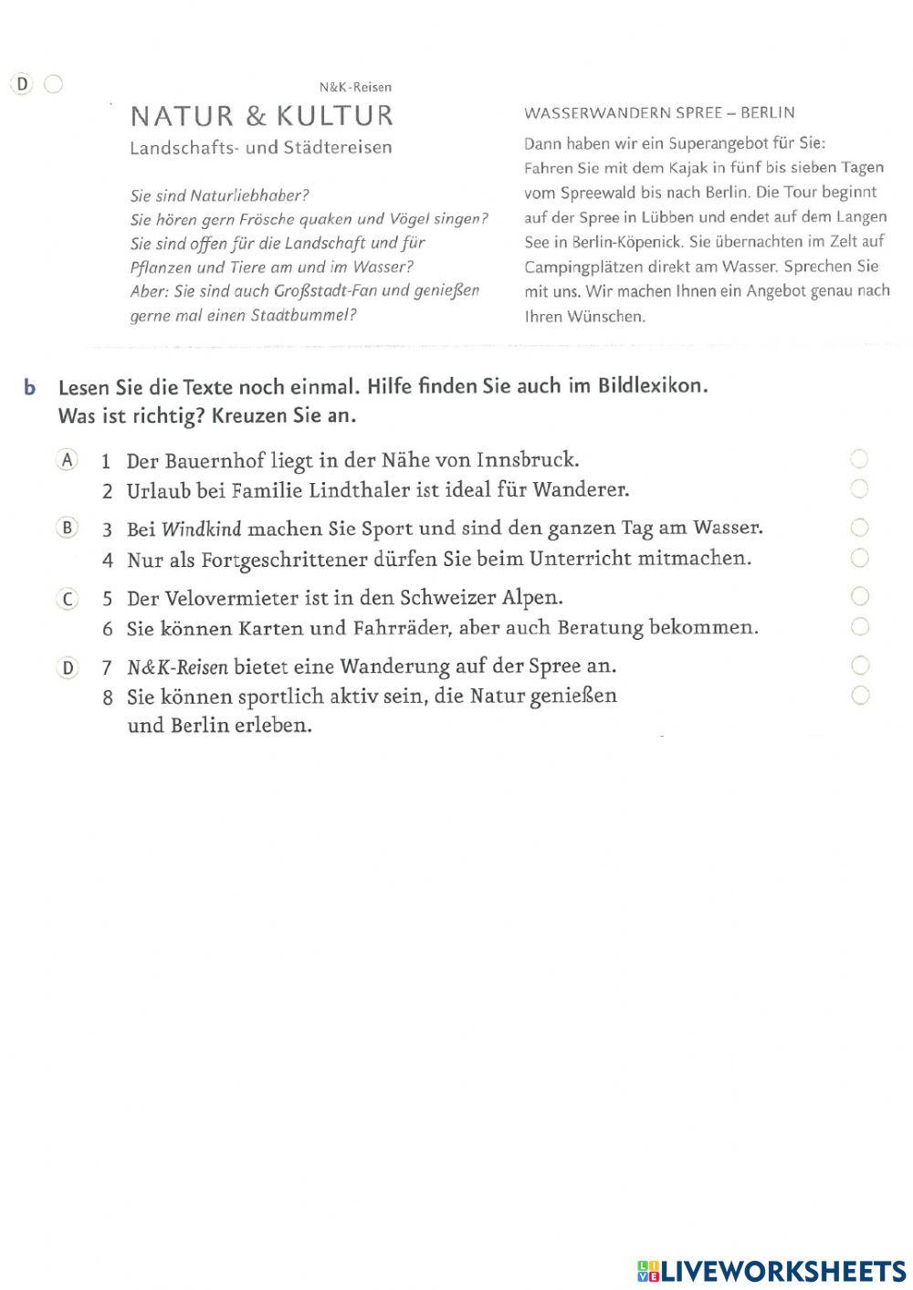 A2 Leseverstehen Test