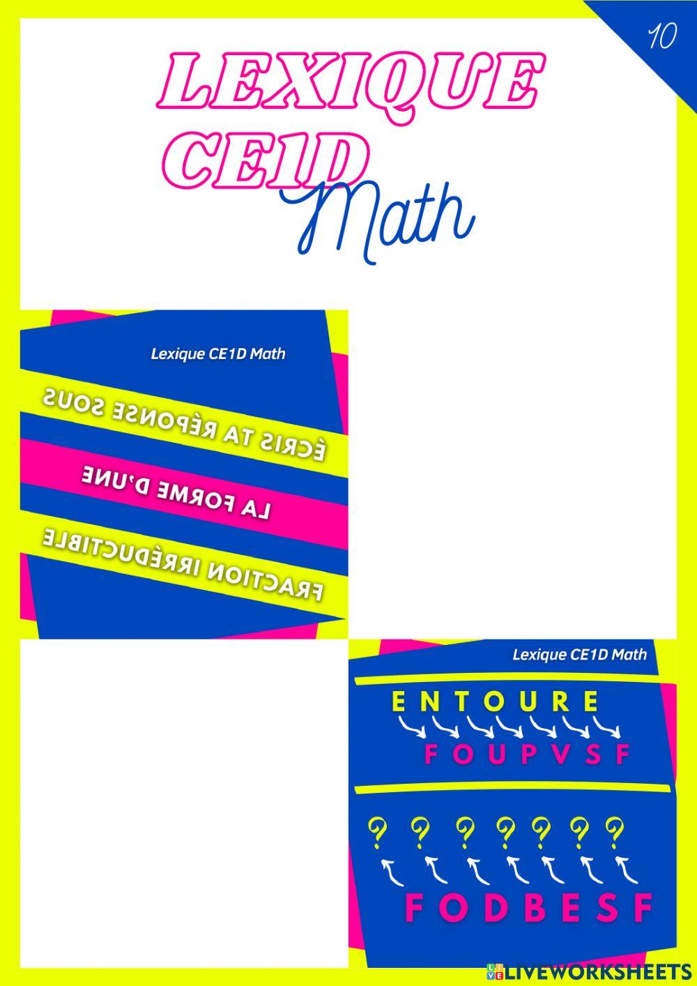 Lexique CE1D Ma… | Free Interactive Worksheets | 2035143