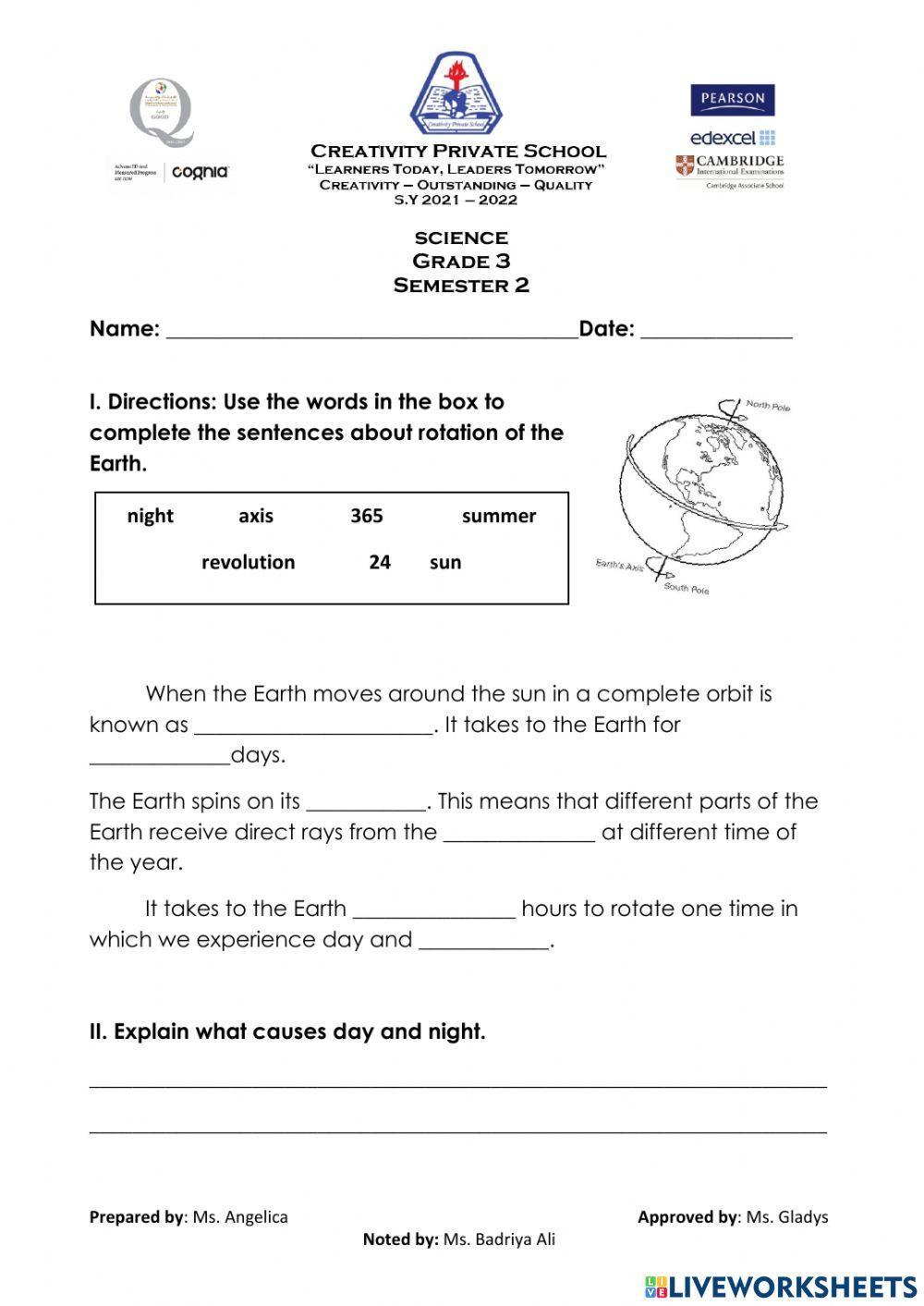 Grade 3 Worksheet Week 5 online exercise for | Live Worksheets