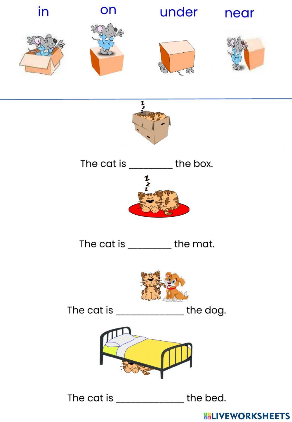Prepositions online exercise for 3 and 4 | Live Worksheets