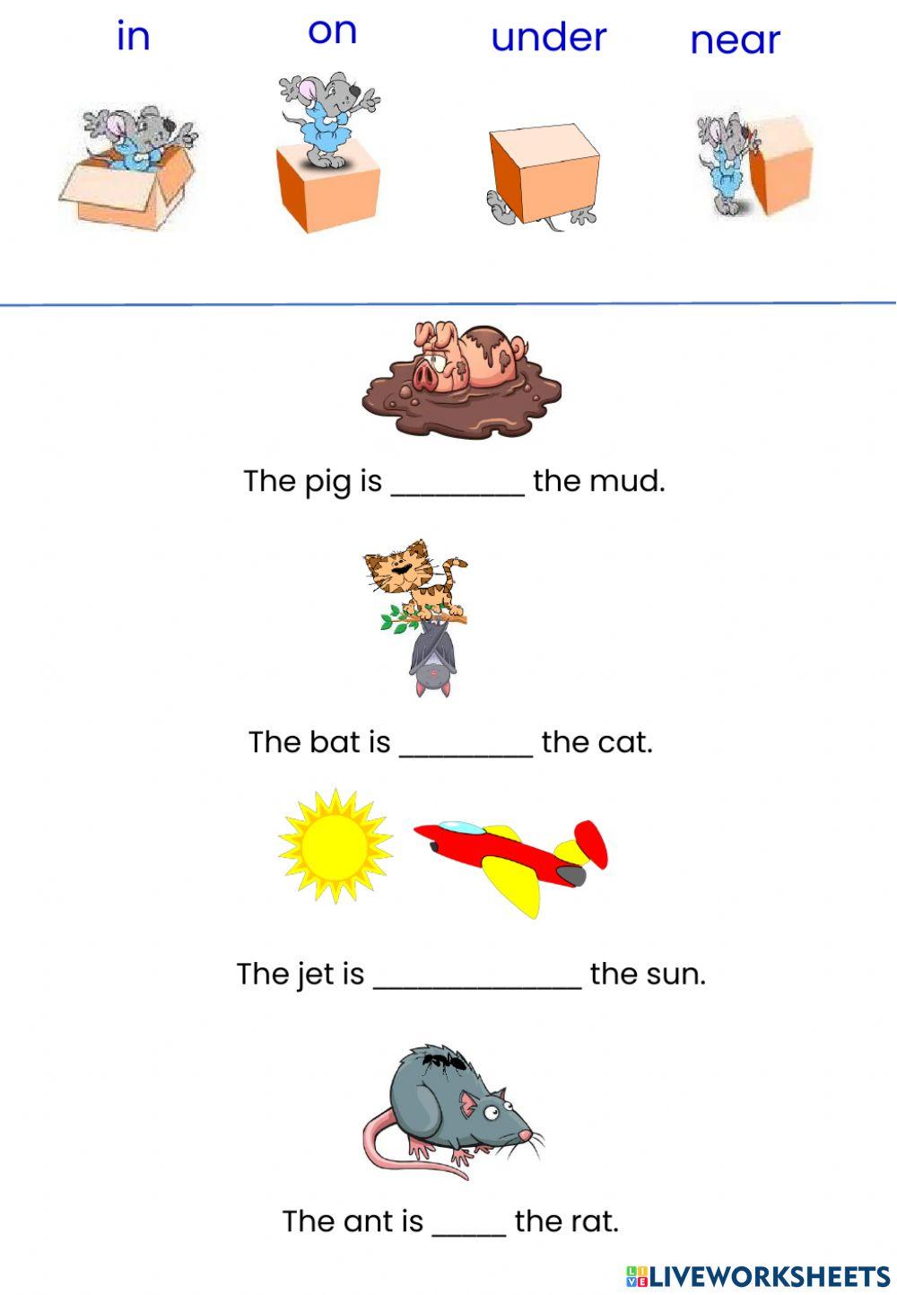 Prepositions online exercise for 3 and 4 | Live Worksheets