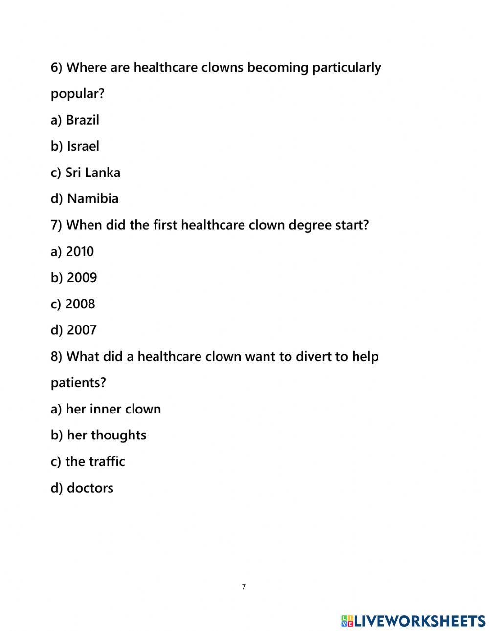 Healthcare clowns help patients laugh and recover (with MP3) – Level 6 ...