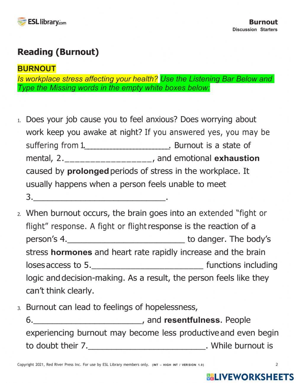 Burnout Lesson (Level 6-7) | Professor_999 | Live