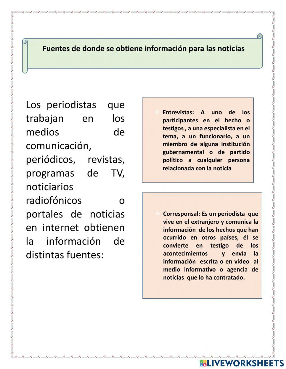 Lee y compara notas informativas interactive worksheet | Live Worksheets