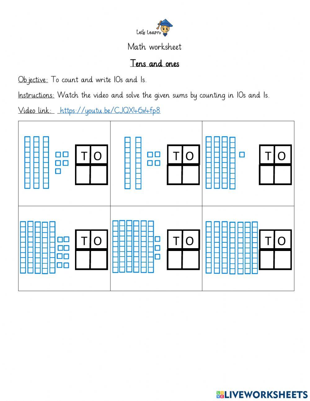 2036592 | Tens and ones | Sania Raza | LiveWorksheets