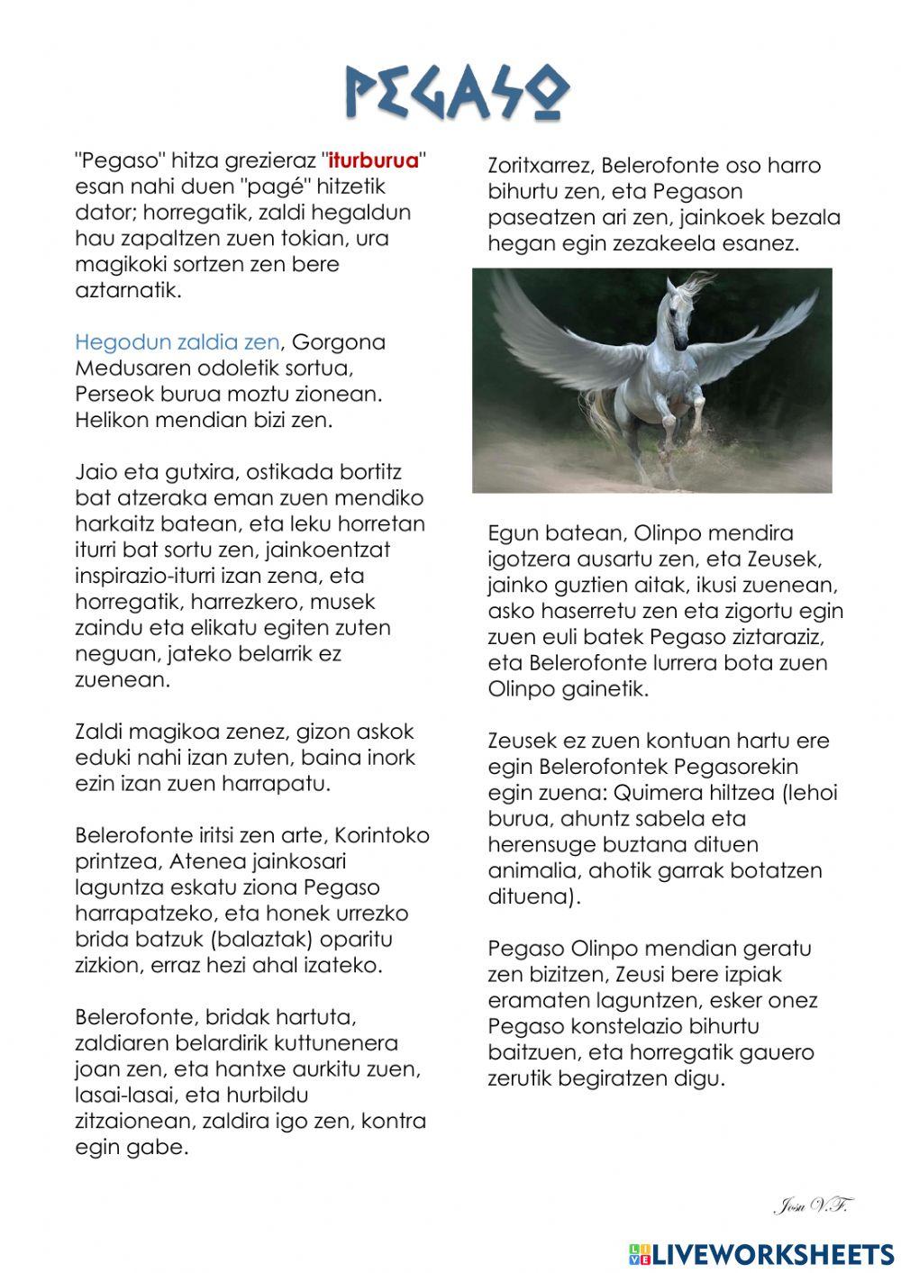 Pegaso mitoa | Free Interactive Worksheets | 2037018