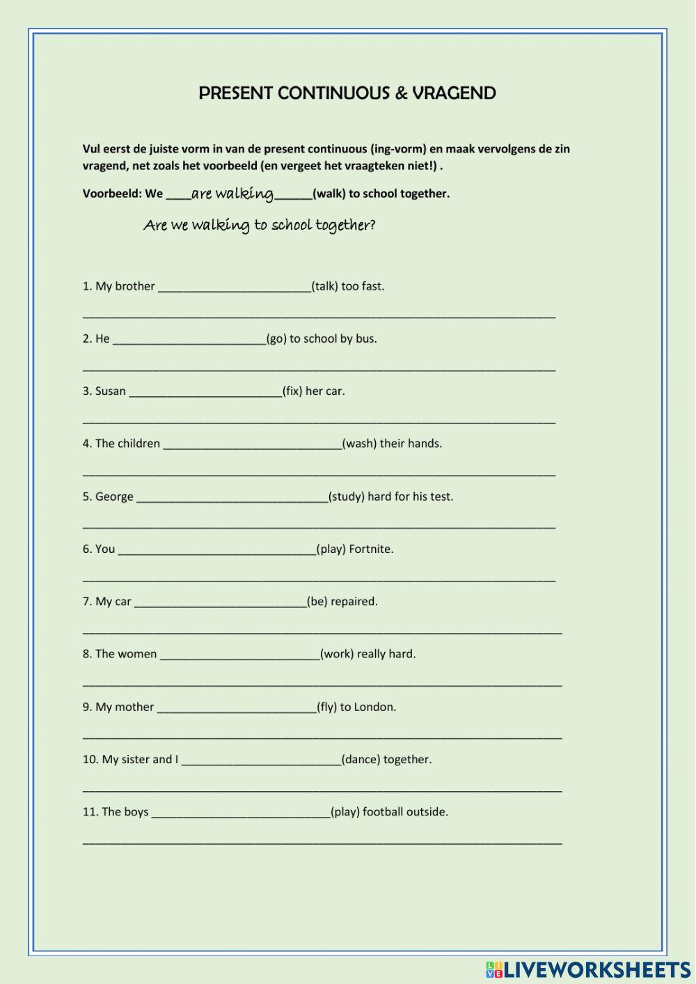 Present continu… | Free Interactive Worksheets | 2037583