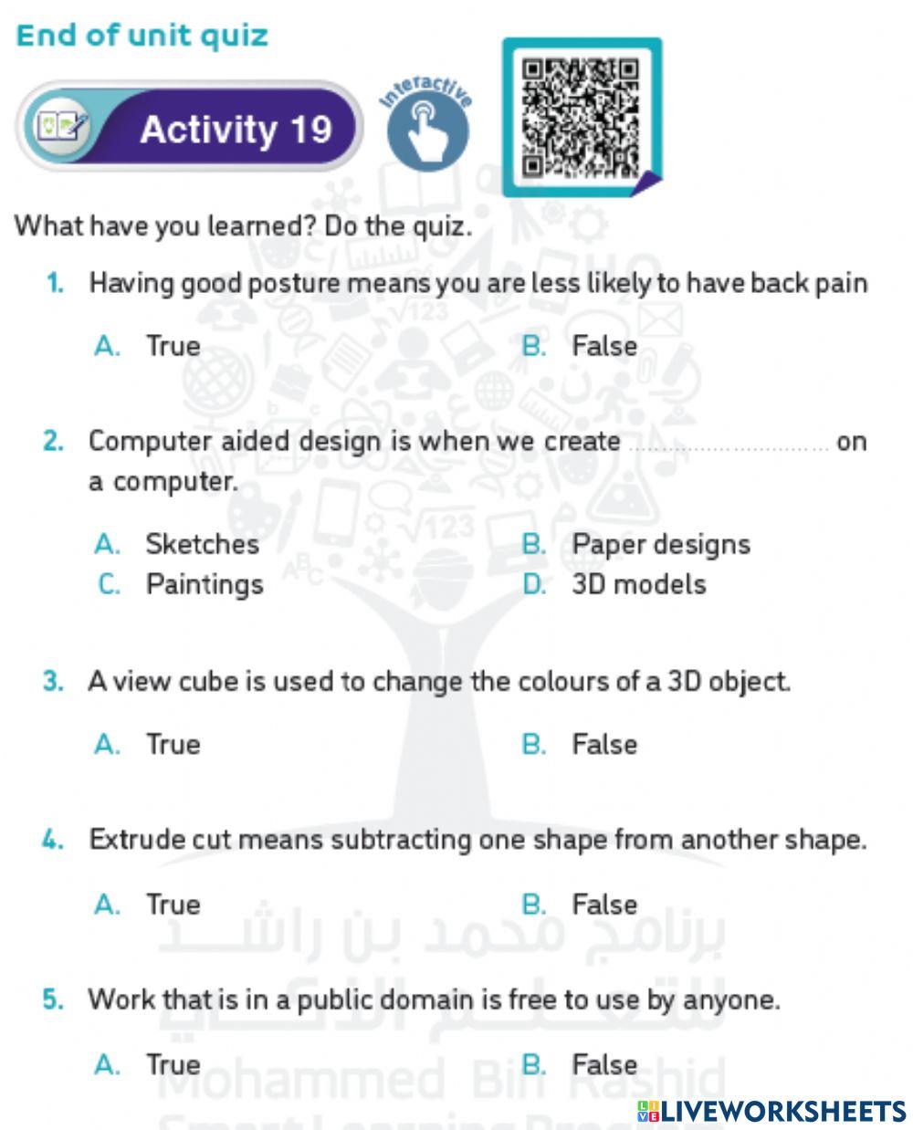 Activity 19: End of Unit 2 Quiz worksheet | Live Worksheets
