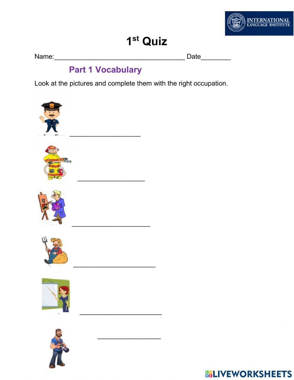 Quiz Level 1 worksheet | Live Worksheets