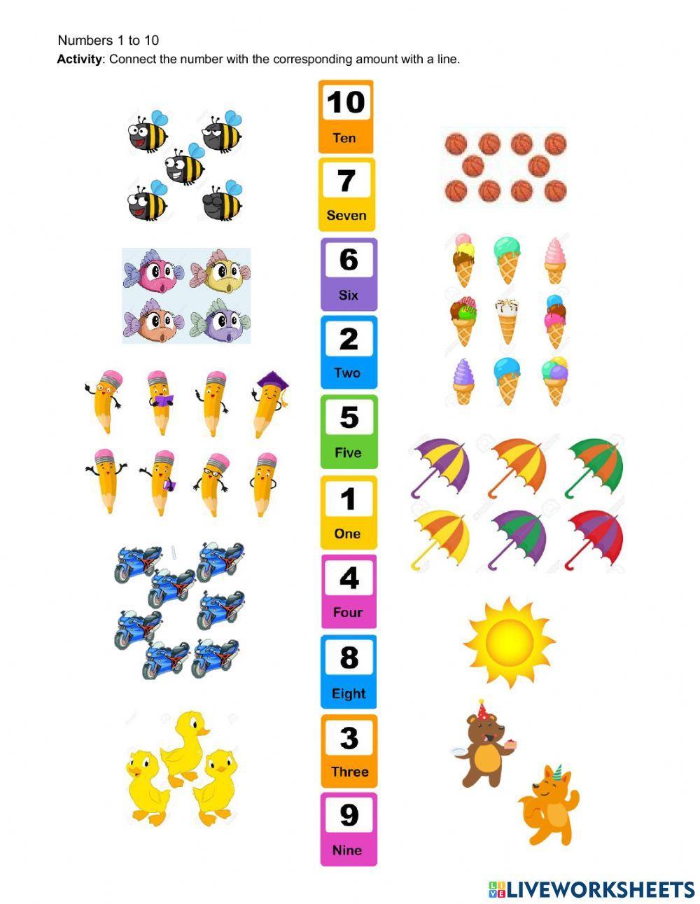 Pdf online worksheet: Numbers from 1 to 10 | Live Worksheets