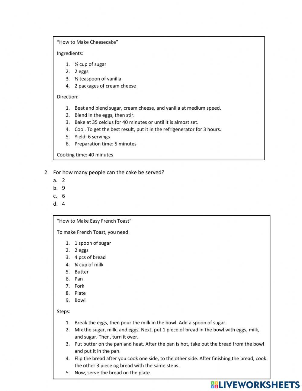 Procedure Text 2038627 | sabrina viona | Live Worksheets