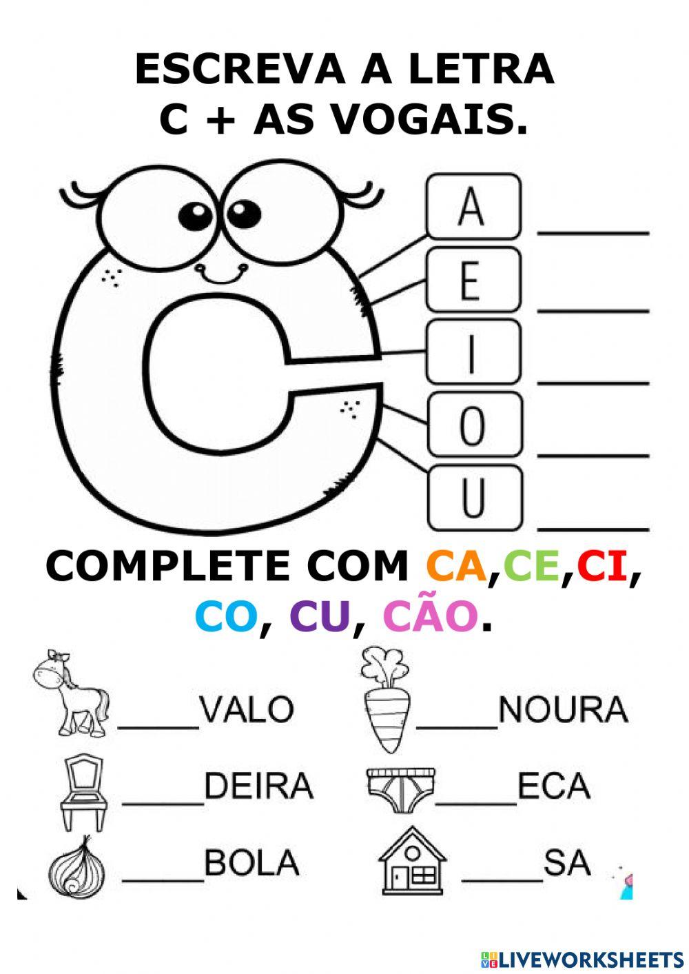 Letra c online exercise for 1º ANO | Live Worksheets