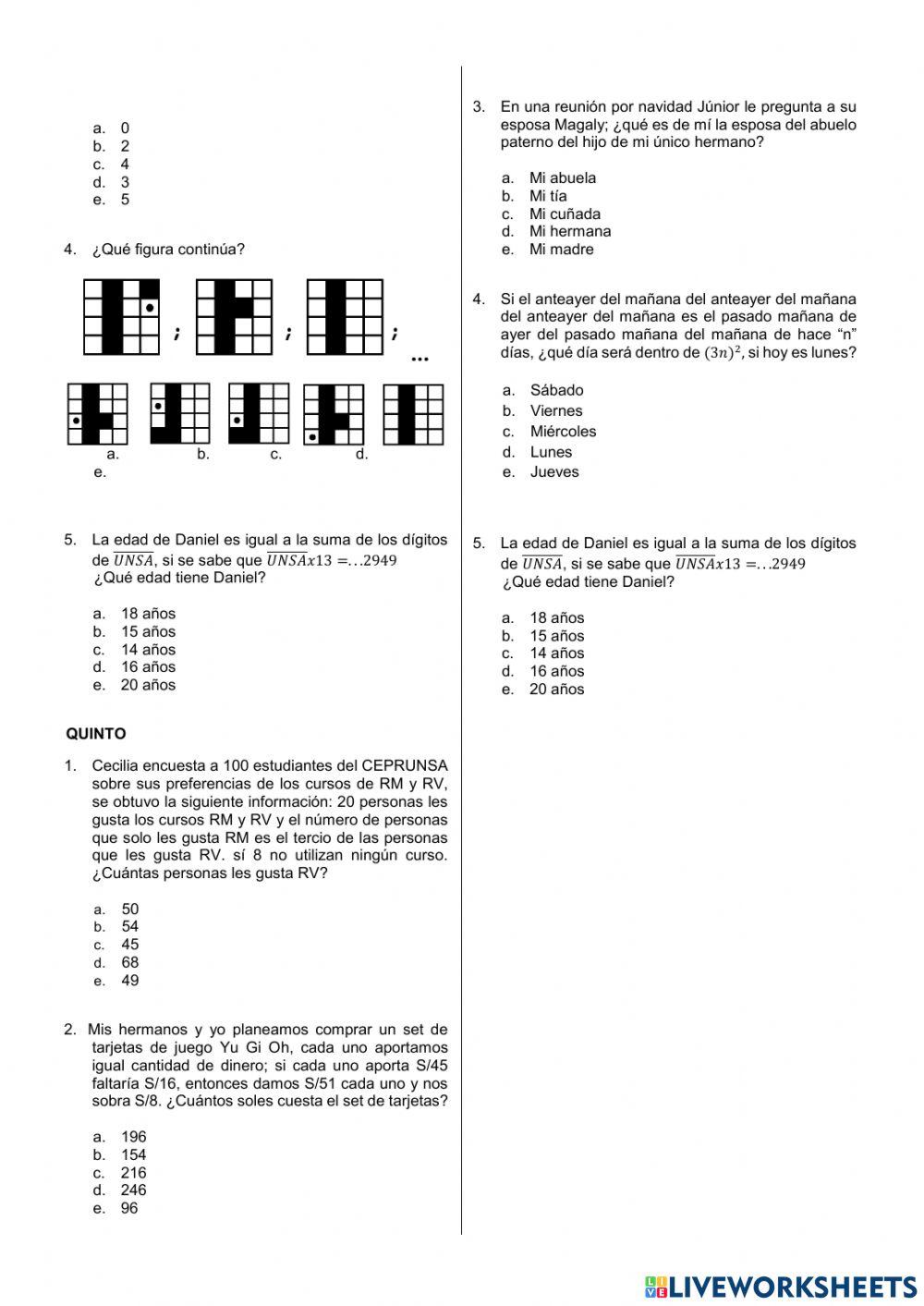 Ranking exercise | Live Worksheets