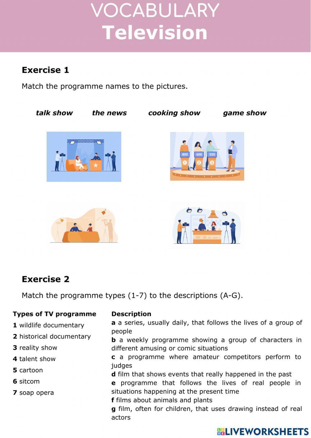 Television | Free Interactive Worksheets | 2039001
