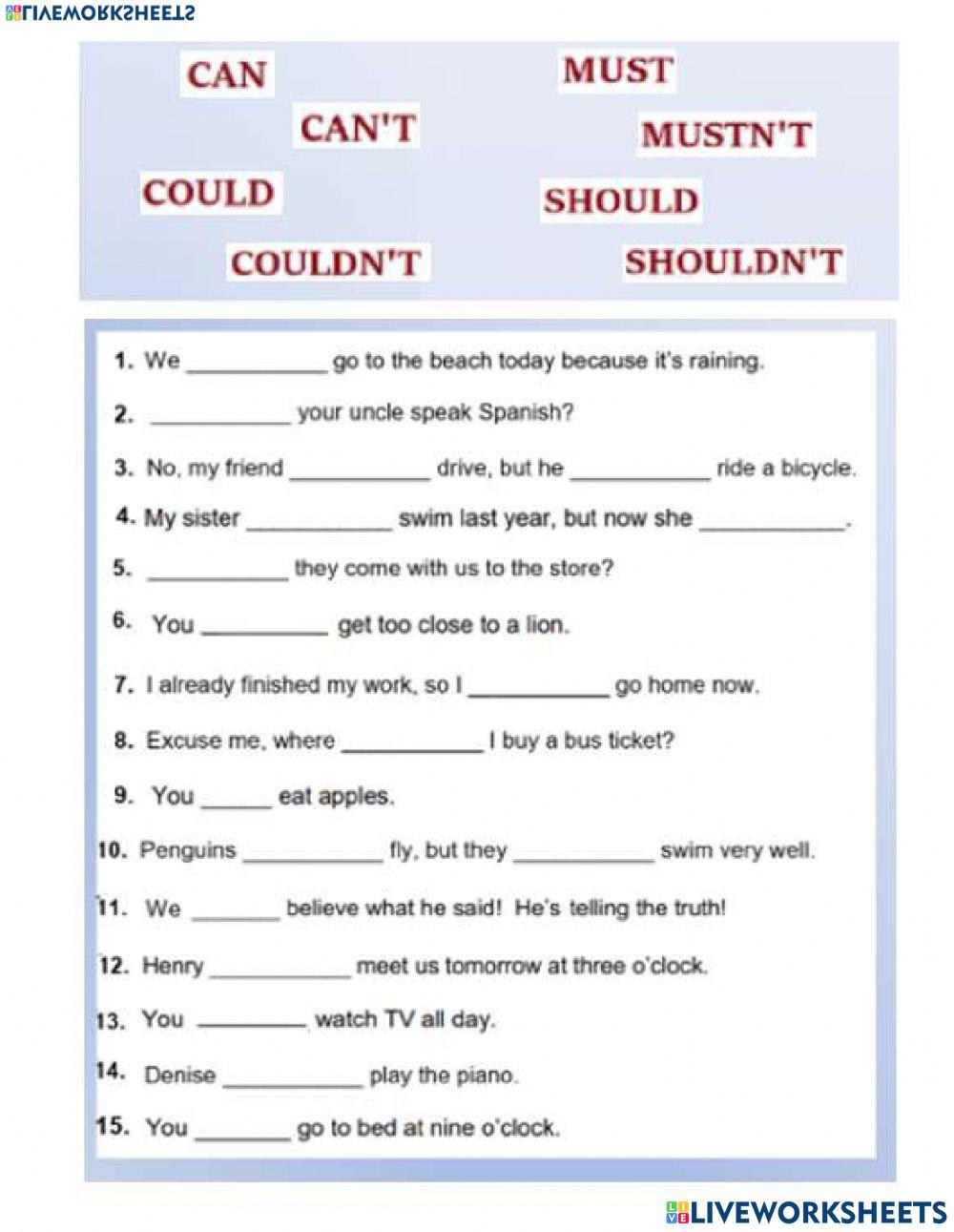 7146641 | MODAl VERBS | OSCARivan0400 | LiveWorksheets