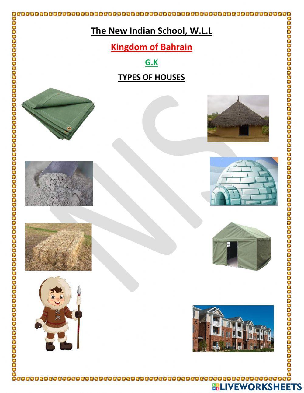 TYPES OF HOUSES online exercise for | Live Worksheets