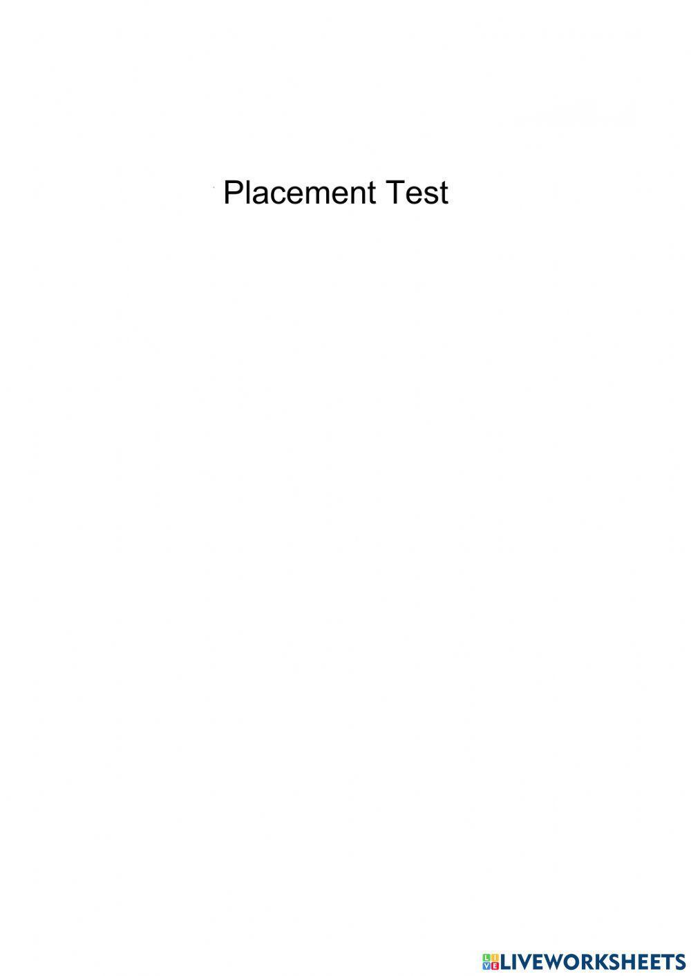 Placement Test online pdf worksheet | Live Worksheets